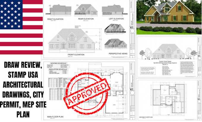Review, stamp architectural drawing 2d floor plan site plan mep for city permit by Perkinsamuel1 ...
