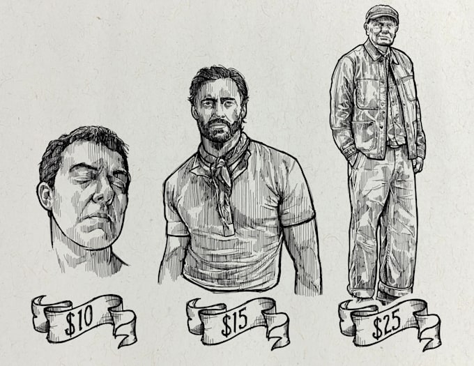 Draw your portrait into vintage style ink sketch by Denivecs | Fiverr