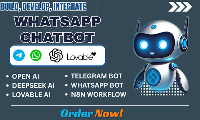 Develop, integrate smart ai chatbot into whatsapp telegram with gpt ...