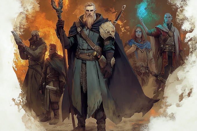 Design dnd art, character fantasy illustration for dnd party by ...