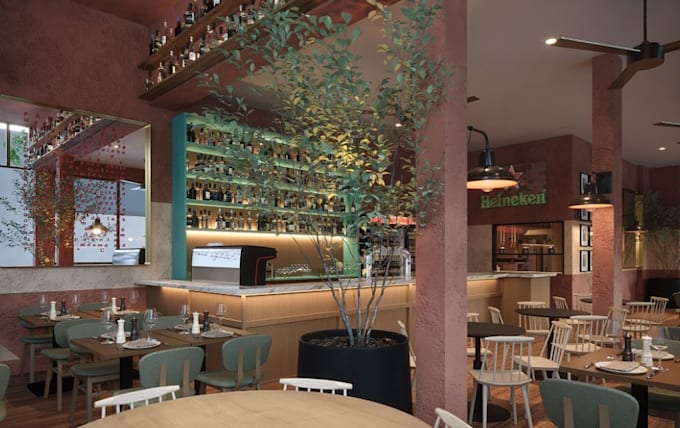 Luxury 3d commercial complex building,outdoor restaurant design,bar ...
