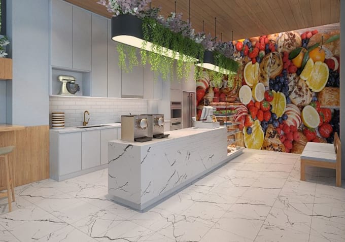 Refurbish 3d cafeteria,restaurant,shop,grocery store,supermarket ...