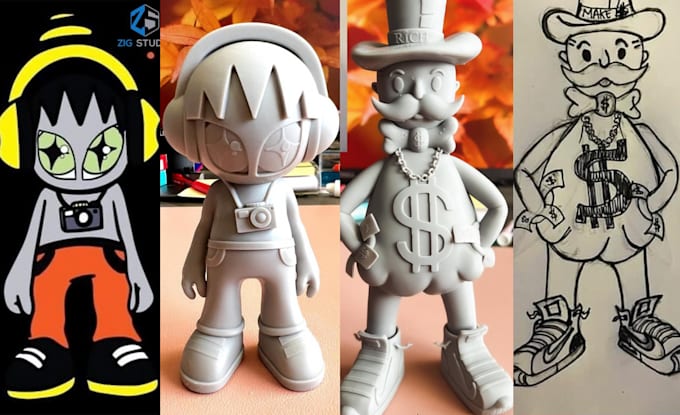 Convert your 2d reference image or sketch to 3d printable character ...