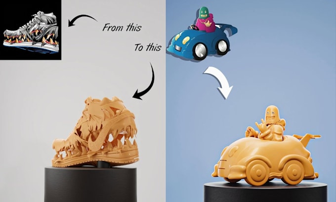 Convert 2d image to 3d printable model custom 3d character from 2d ...