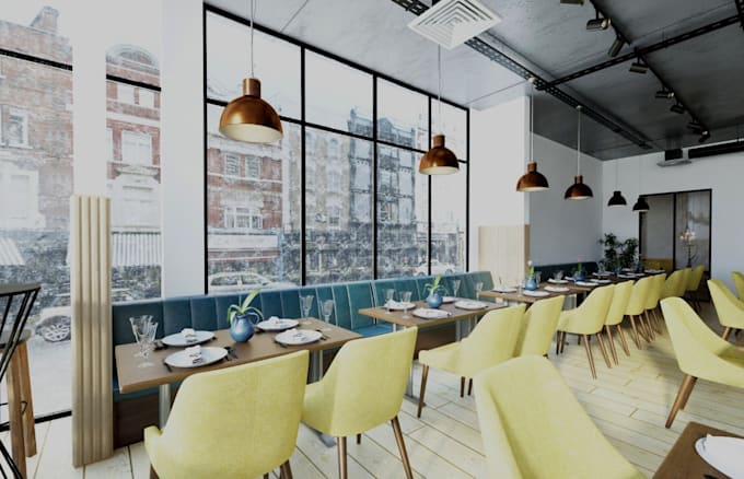 Model restaurant, cafe, patisserie interior, bar, lounge, hall ...