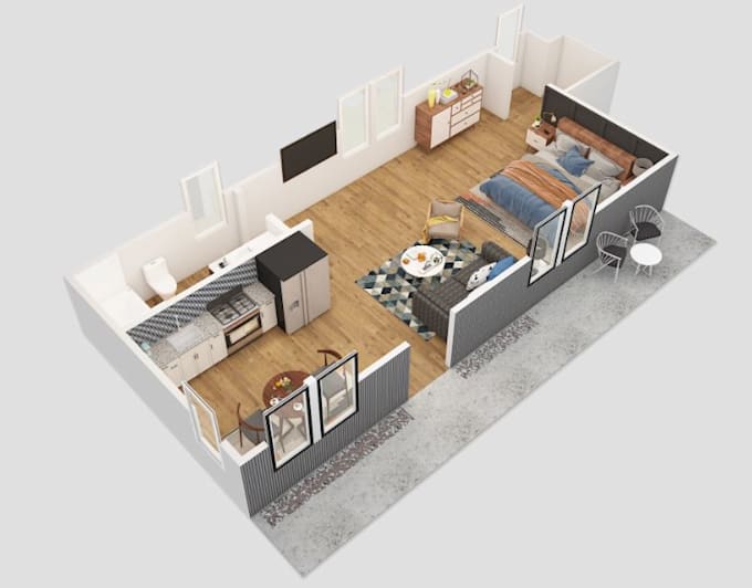 Layout 3d floor plans from sketchup with equipment and furniture layout ...