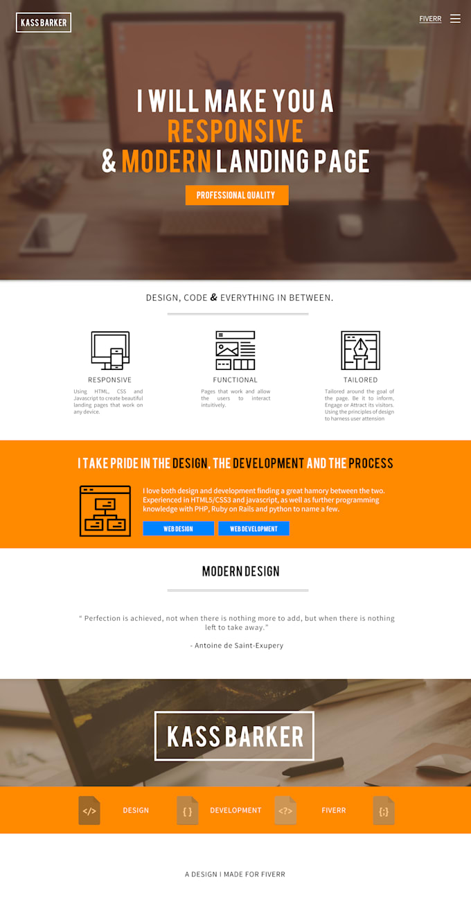 Create and code you a modern landing page by Kass_barker | Fiverr