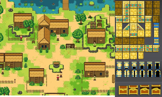 Do top down pixel art tilset 2d pixel art assets sprite sheet rpg tile ...