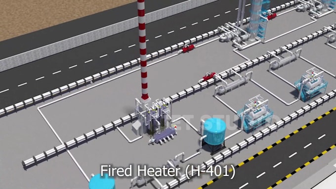 Create realistic 3d chemical plant animation, 3d factory process ...