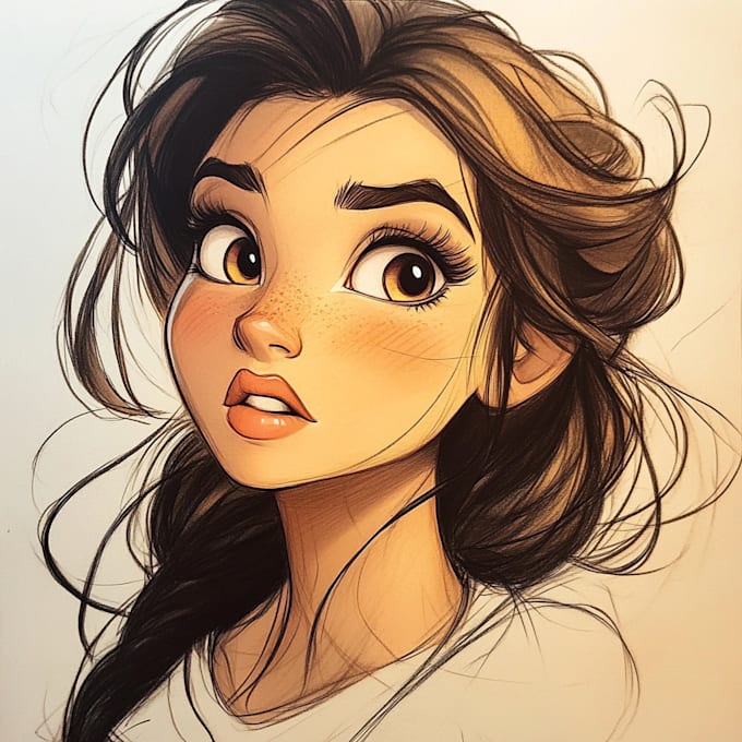 Draw a portrait in semi realism disney cartoon style by Keansna | Fiverr
