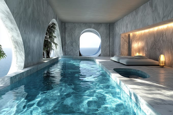 Do realistic 2d backyard landscape design, garden pool, patio deck by ...