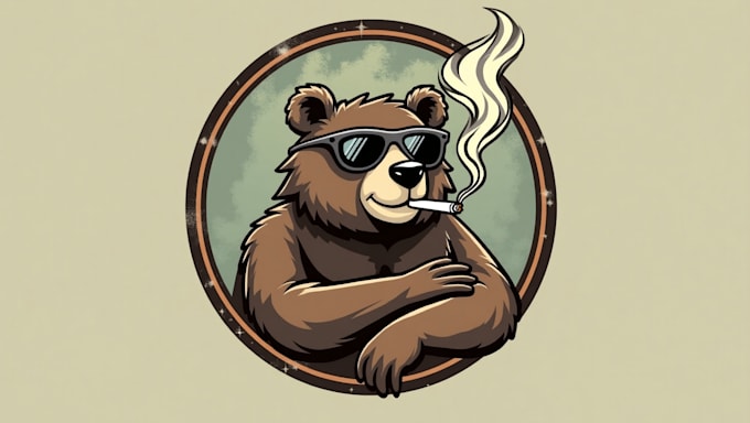 Design high quality bear smoking mascot logo in express delivery by ...