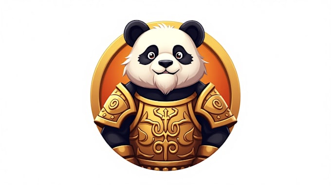 Create unique gold armor panda logo with free source file by Leslie ...