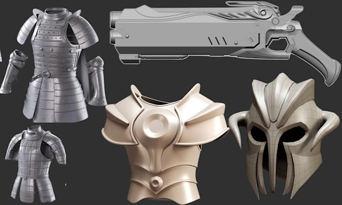 Scuplt 3d cosplay weapons props 3d airsoft gun model accessory for 3d ...