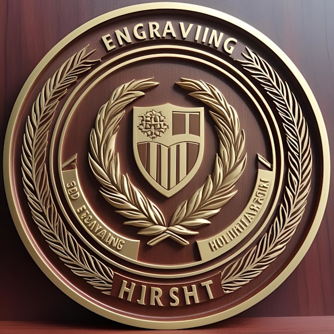 Design 3d badge monogram engraving emblem award logo 3d memorial badge ...