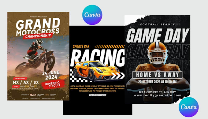 Design a catching sport car racing flyer or poster at canva by Marcus ...