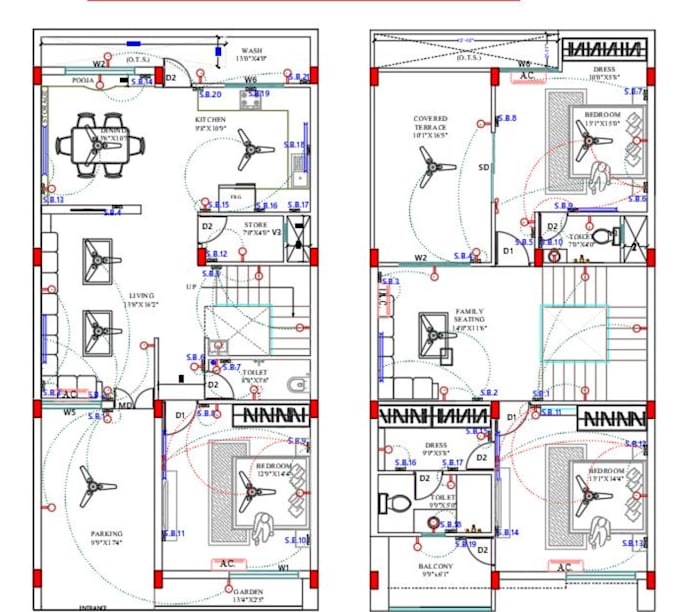 Draft 2d floor plan hvac plumbing electrical mep design in autocad and ...