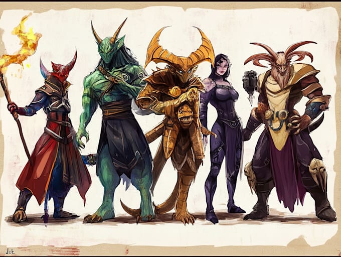 Draw dnd party art, pathfinder group, and fantasy characters ...