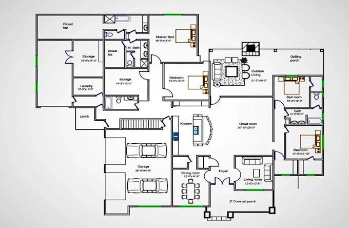 Draw 2d floor plan, blueprints, commercial plan, cad drawings, autocad ...