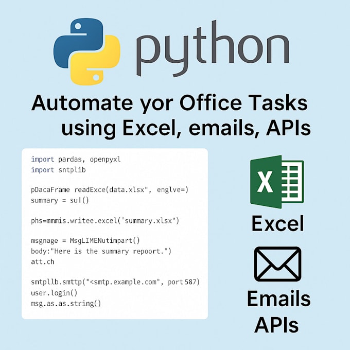 Automate your office tasks using python excel, emails, apis by Mr_alex19 | Fiverr