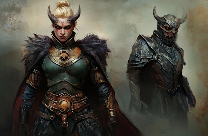 Draw fantasy dnd character in realistic style and concept art ...