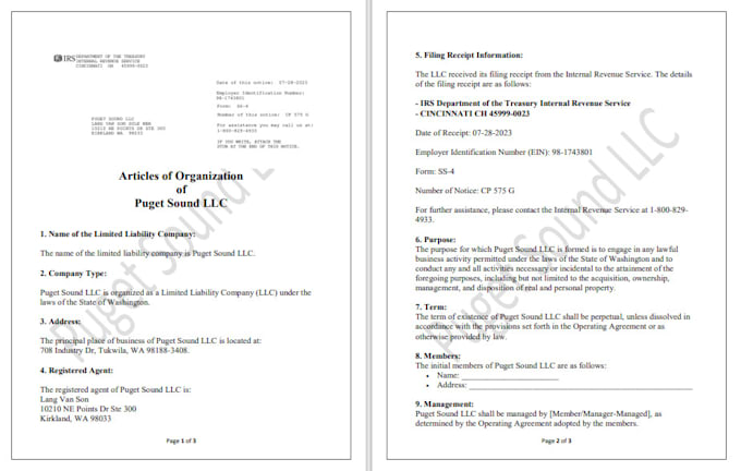 Draft llc operating agreement and articles of organization by ...