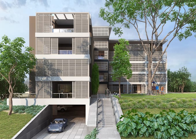 3d complex building,exterior condo house elevation drawing,school ...