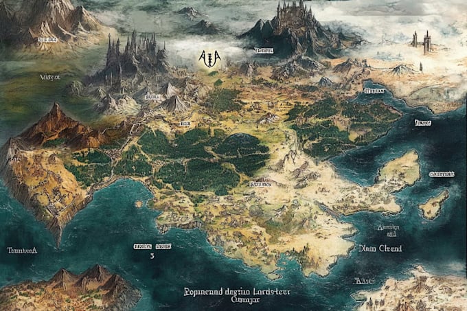 Create a high quality high detail fantasy map for dnd and fiction by ...