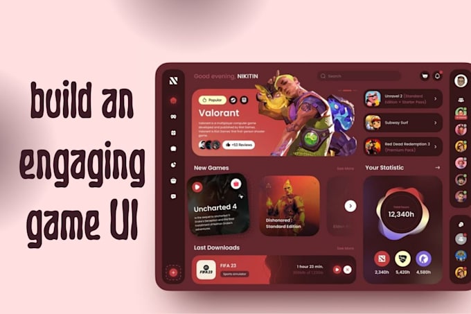 Design figma game porotype, game ui interactive game app interface ...