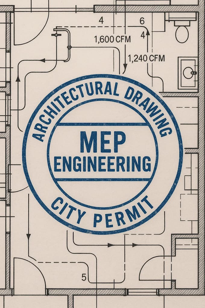 Draw stamp architectural drawing city permit mep engineering drawing floor plan by Archioliver ...