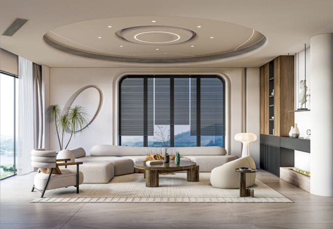 Modern livingroom architect interior rendering, sketchup guest house,3d ...