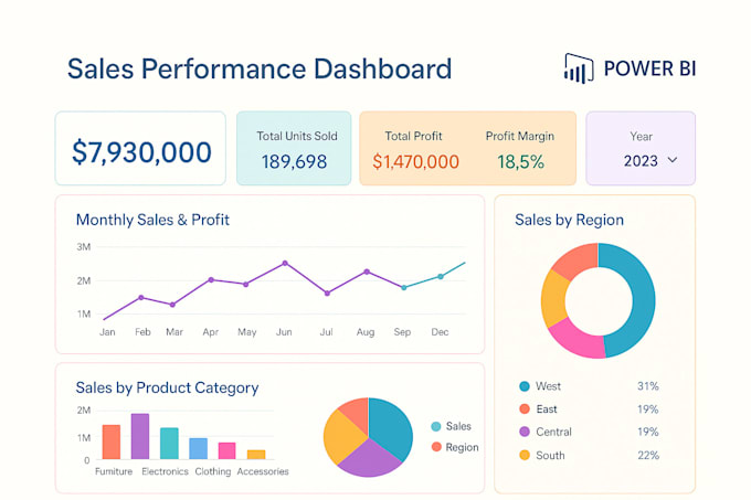 Create stunning power bi dashboards and insightful data analysis by Sudip_0p | Fiverr