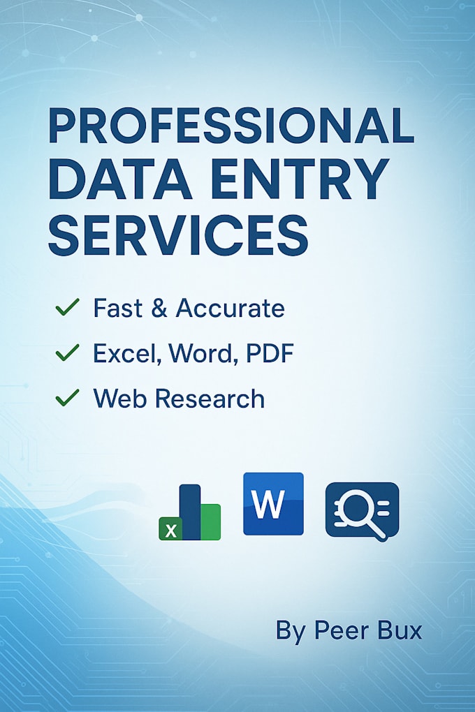 Be your virtual assistant for data entry, typing, copy paste and web research by Pirbux381 | Fiverr