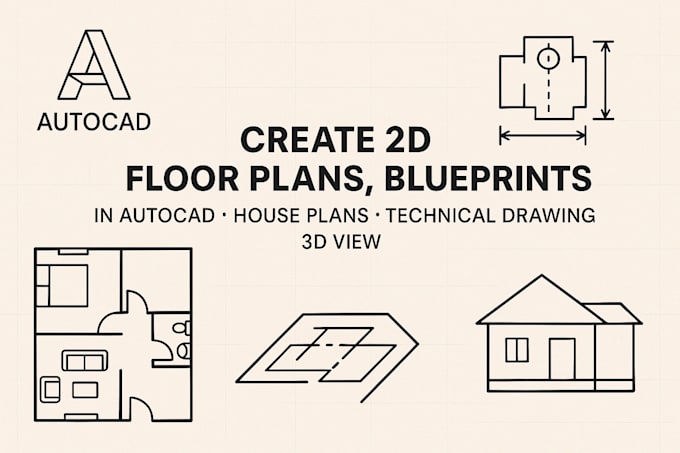 Create 2d floor plans blueprint in autocad house plans technical ...