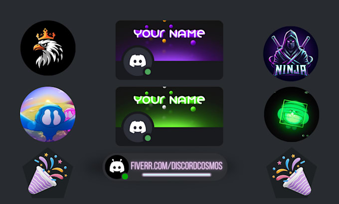 Design discord banner logo icon headers animated for your server
