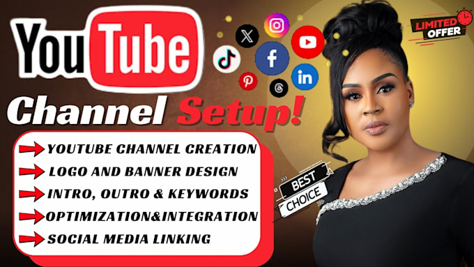 Create and setup youtube channel shop setup logo banner intro and outro by Tammy_flore | Fiverr
