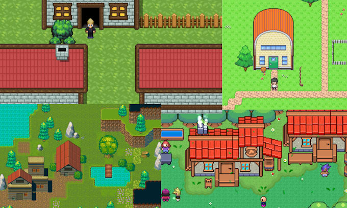 Create pixel art top down tileset pixel art animation tile map 2d pixel ...