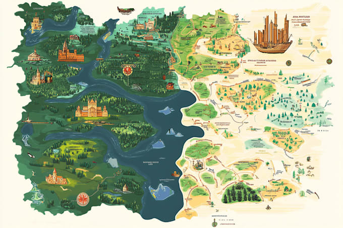 Draw beautiful map in vector illustration by Zebuleer | Fiverr