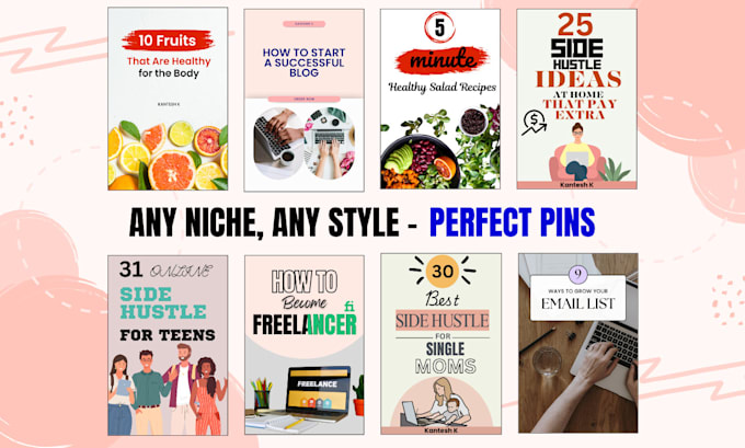 Design 80 custom and eye catching pinterest pins by Mr_doodlist | Fiverr