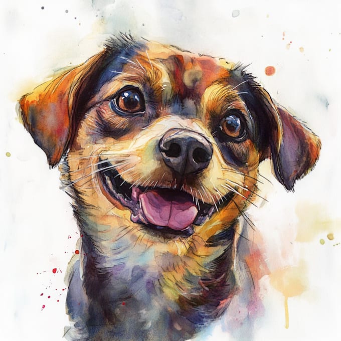 Draw pet portrait illustration watercolor style by Namysazana | Fiverr
