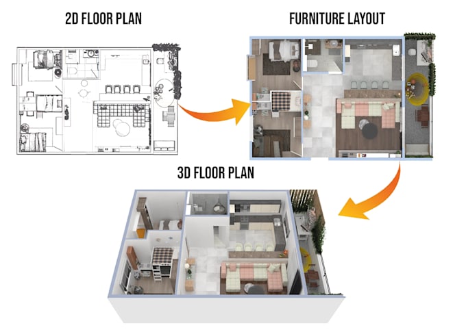 Transform your 2d floor plan into 3d by Wasmabbas | Fiverr