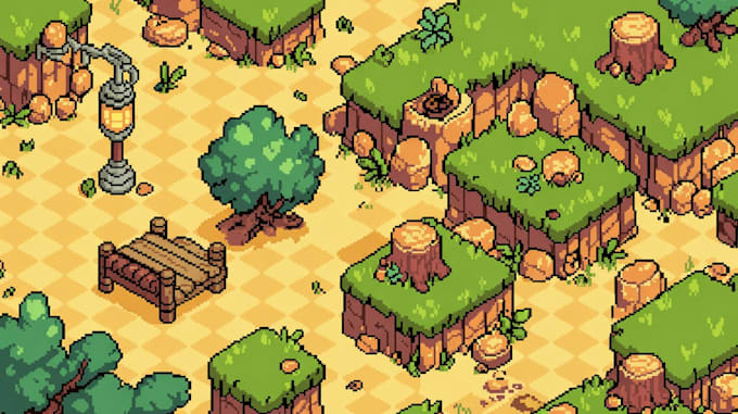 Do top down rpg 2d game art pixel background, tileset video game, asset ...