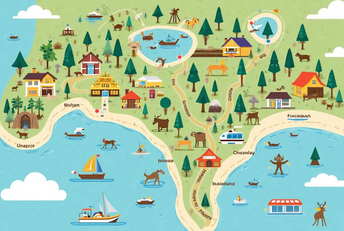 Draw custom travel illustrated vector map design by Itrezvens | Fiverr
