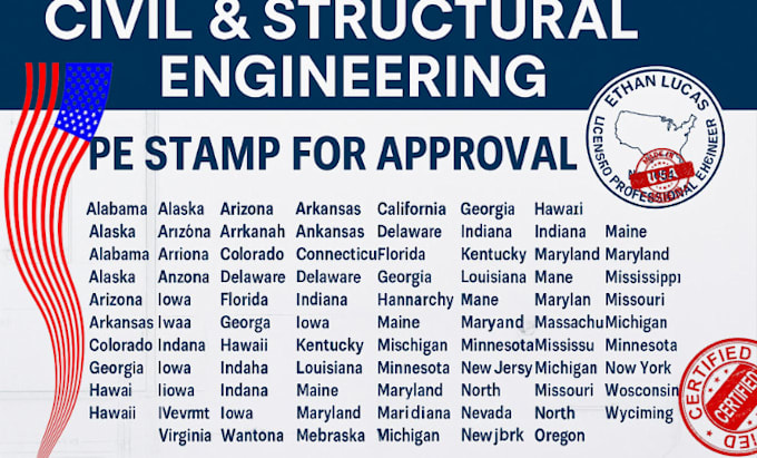 Civil structural and structural engineer pe stamp new york,mexico ohio ...