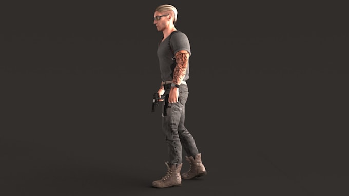 Optimized rig character model for game animation, unity, ue5, gmod, pbr texture by ...