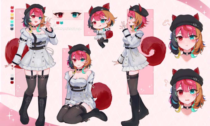 Draw anime vtuber character reference sheet oc ref sheet vtuber model ...