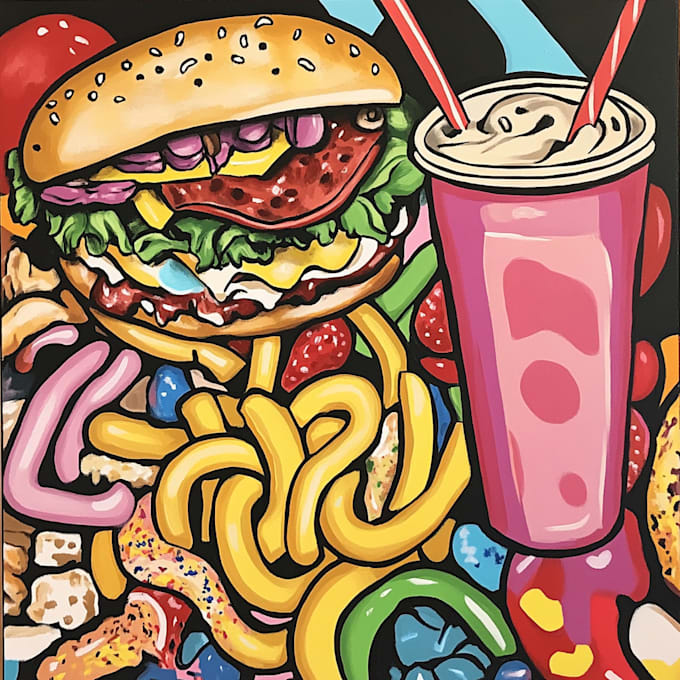 Create food pop art in may style by Reapmbar | Fiverr