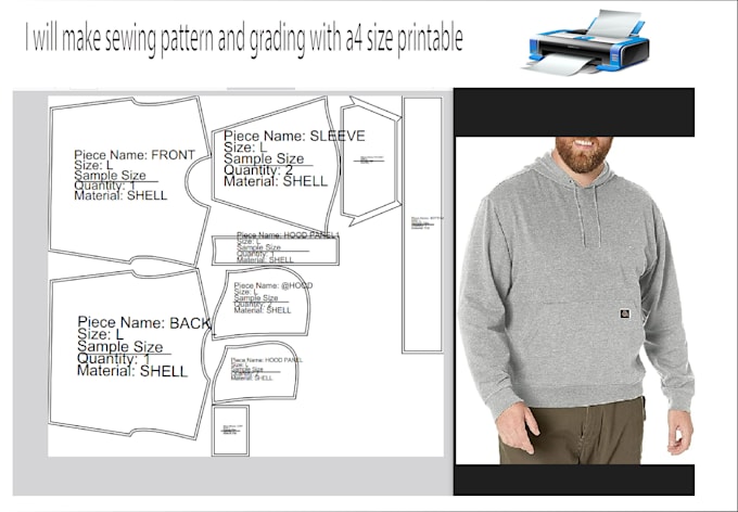 Make sewing pattern grading with a4 printable by Caddesigner1210 | Fiverr