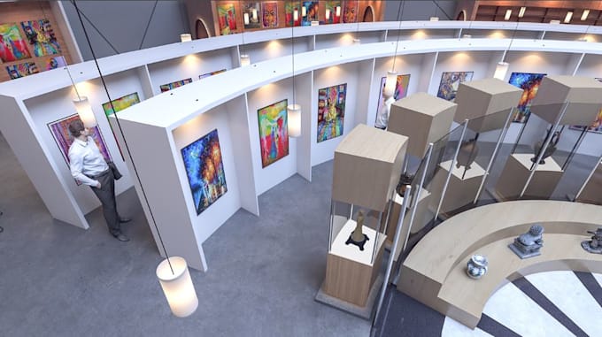 Redesign 3d art virtual gallery space design,museum house,exhibition room,render by Mactomy | Fiverr