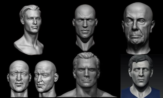 Sculpt 3d head bust status bust status bust model 3d face model for 3d ...